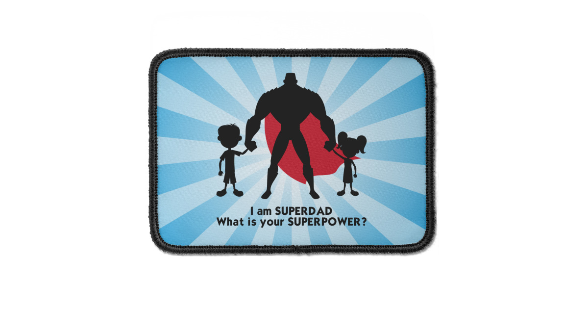 Custom Super Dad Iron On Rectangle Patch | YouCustomizeIt