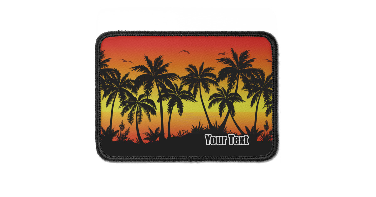 Custom Tropical Sunset Iron On Rectangle Patch w/ Name or Text ...