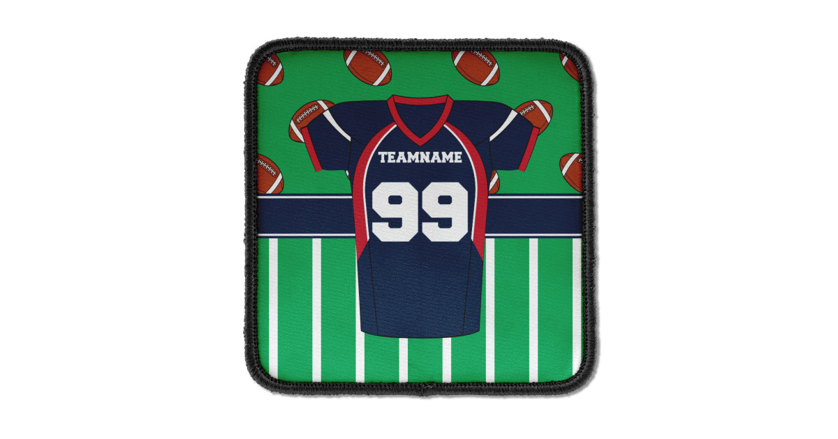 Custom Football Jersey Iron On Square Patch w/ Name and Number ...