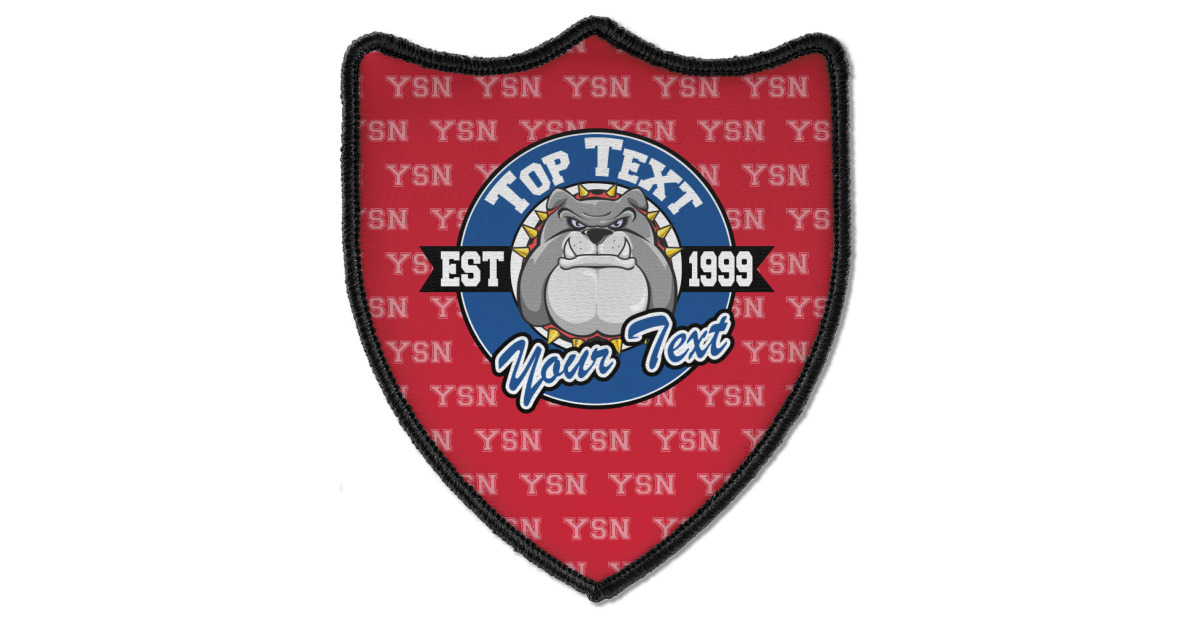 Custom School Mascot Iron On Shield Patch B w/ Name or Text ...