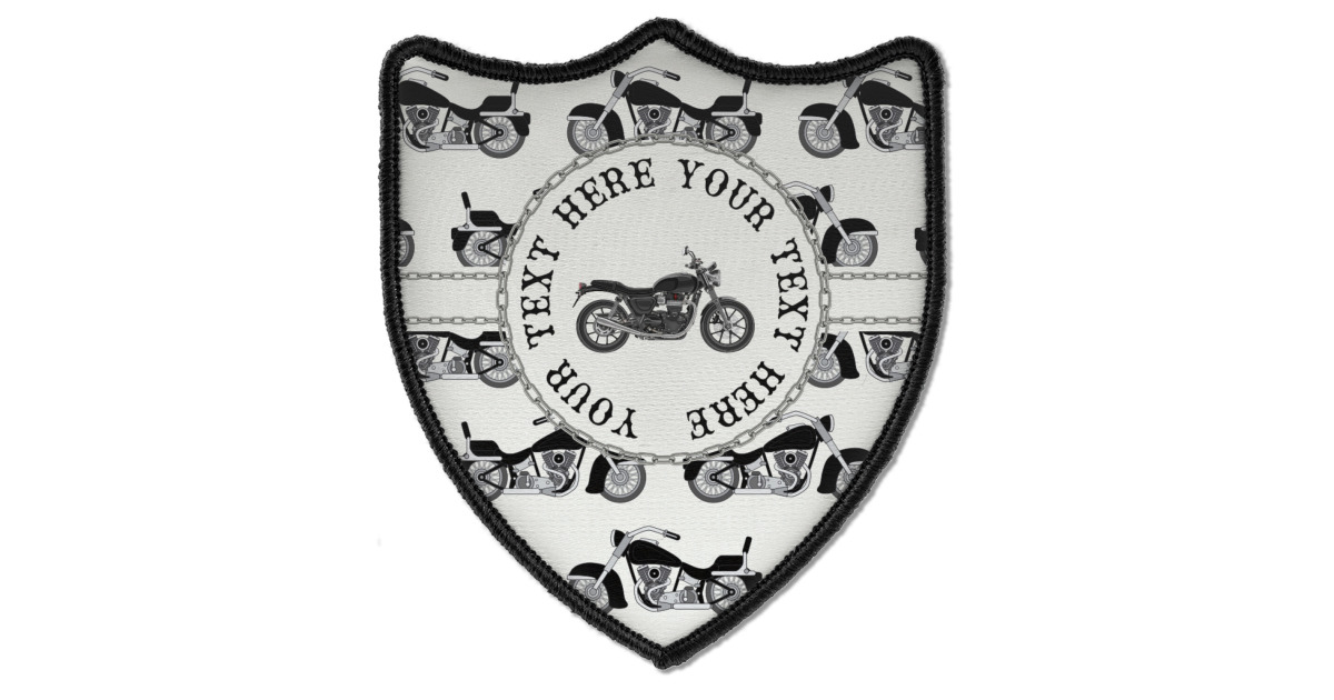 Custom Motorcycle Iron On Shield Patch B w/ Name or Text | YouCustomizeIt