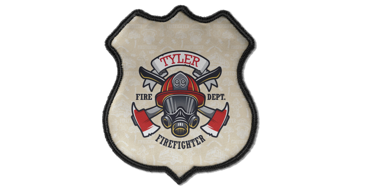 Custom Firefighter Iron On Shield Patch C w/ Name or Text | YouCustomizeIt
