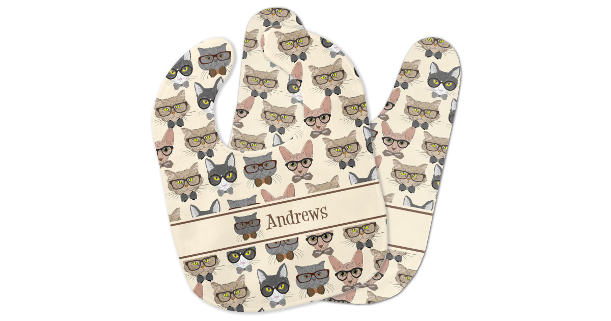 Custom Hipster Cats Baby Bib w/ Name or Text | YouCustomizeIt