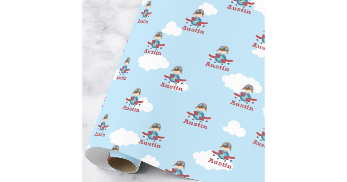 Custom Airplane & Pilot Wrapping Paper Roll - Large (Personalized ...