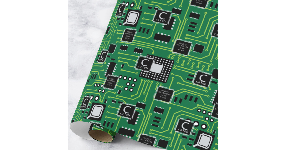 Custom Circuit Board Wrapping Paper Roll - Large (Personalized ...