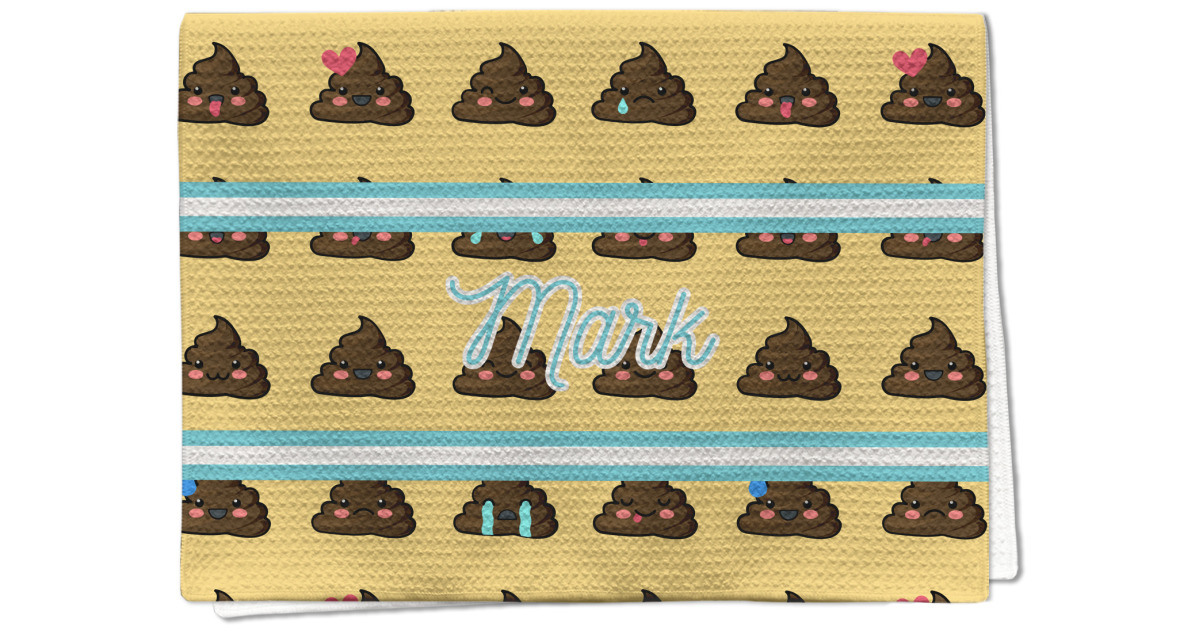 Custom Poop Emoji Kitchen Towel - Waffle Weave (Personalized ...