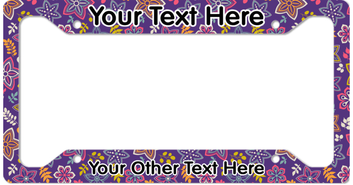 Custom Simple Floral License Plate Frame - Style A (Personalized ...