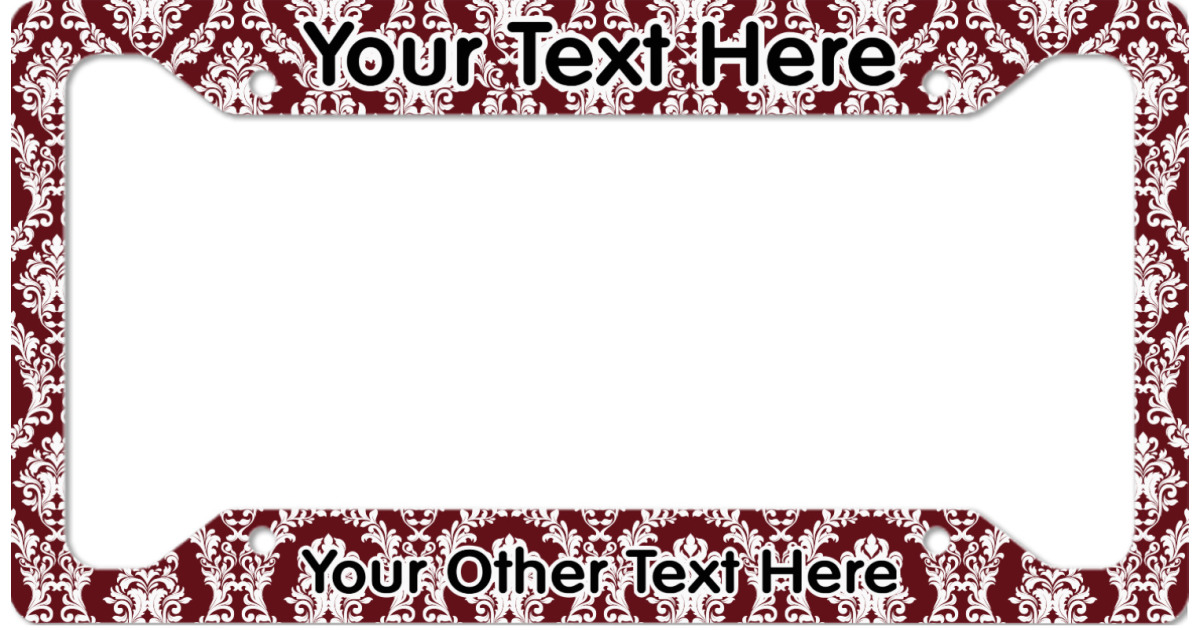 Custom Maroon & White License Plate Frame (Personalized) | YouCustomizeIt