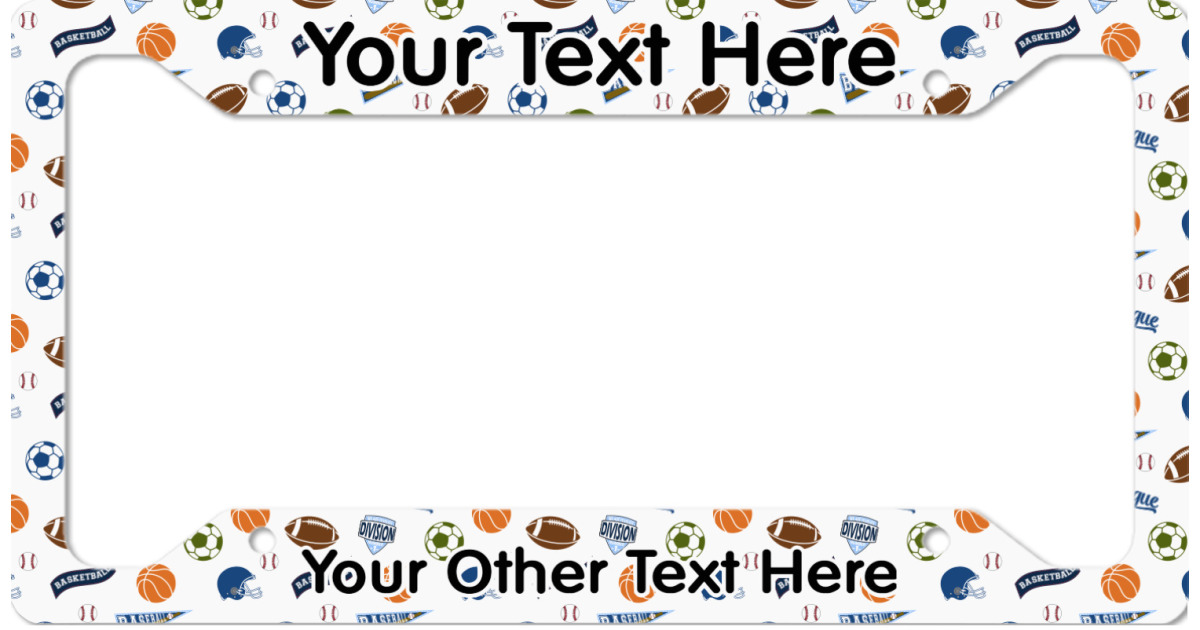 Custom Sports License Plate Frame (Personalized) | YouCustomizeIt