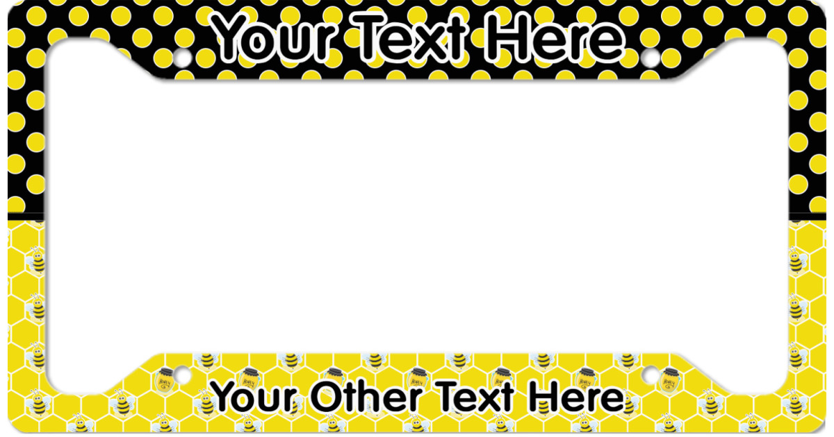 Custom Honeycomb, Bees & Polka Dots License Plate Frame (Personalized ...