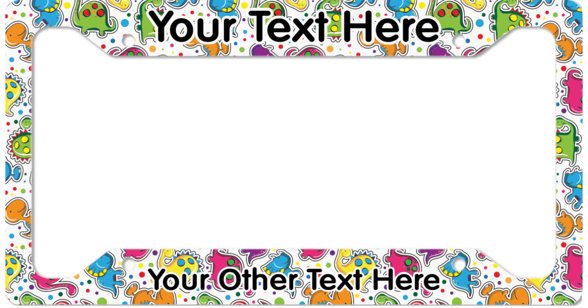 Custom Dots & Dinosaur License Plate Frame (Personalized) | YouCustomizeIt