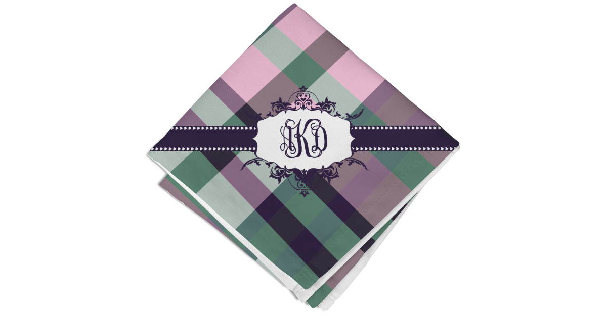 Custom Plaid with Pop Cloth Cocktail Napkin - Single w/ Monogram ...