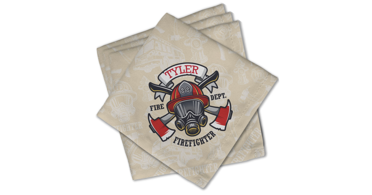 Custom Firefighter Cloth Cocktail Napkins - Set of 4 w/ Name or Text ...