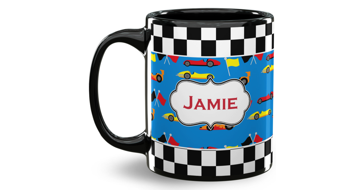 Custom Checkers & Racecars 11 Oz Coffee Mug - Black (Personalized ...
