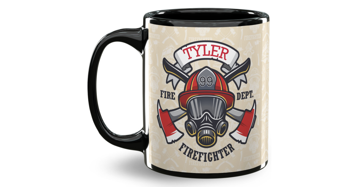 Custom Firefighter 11 Oz Coffee Mug - Black (Personalized) | YouCustomizeIt