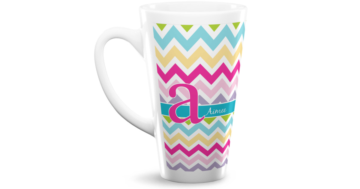 Custom Colorful Chevron Latte Mug (Personalized) | YouCustomizeIt