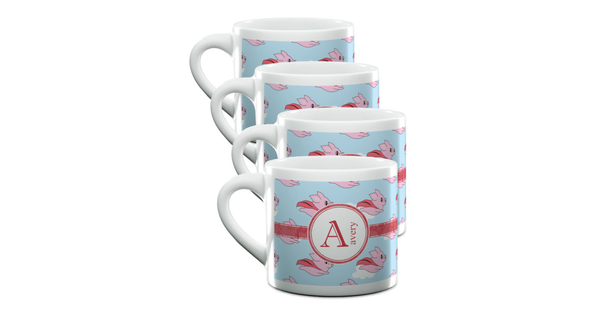 Custom Flying Pigs Double Shot Espresso Cups - Set of 4 (Personalized ...