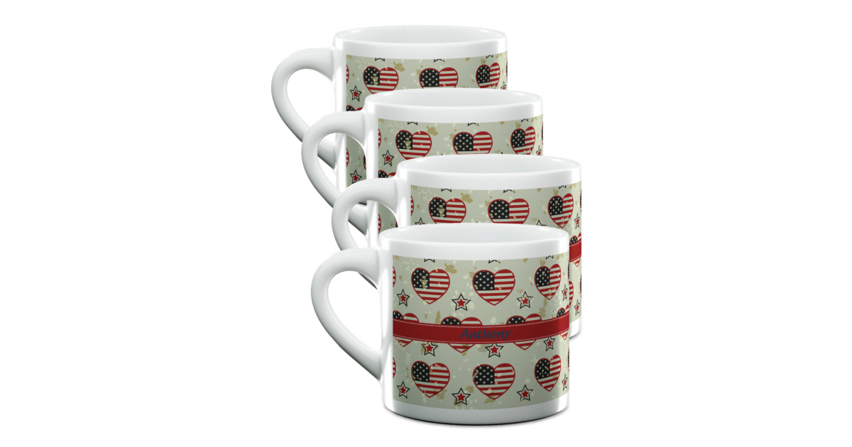 Custom Americana Double Shot Espresso Cups - Set of 4 (Personalized ...