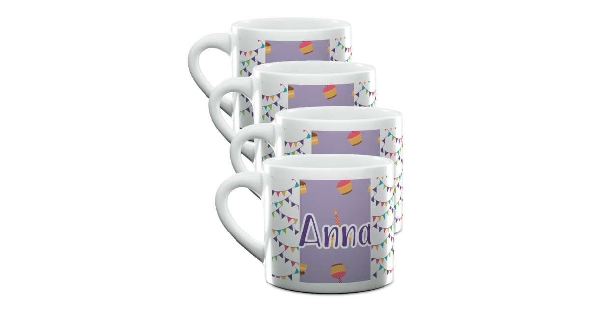 Custom Happy Birthday Double Shot Espresso Cups - Set of 4 ...