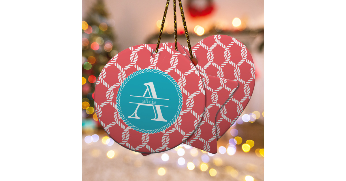 Custom Linked Rope Ceramic Ornament w/ Name and Initial | YouCustomizeIt