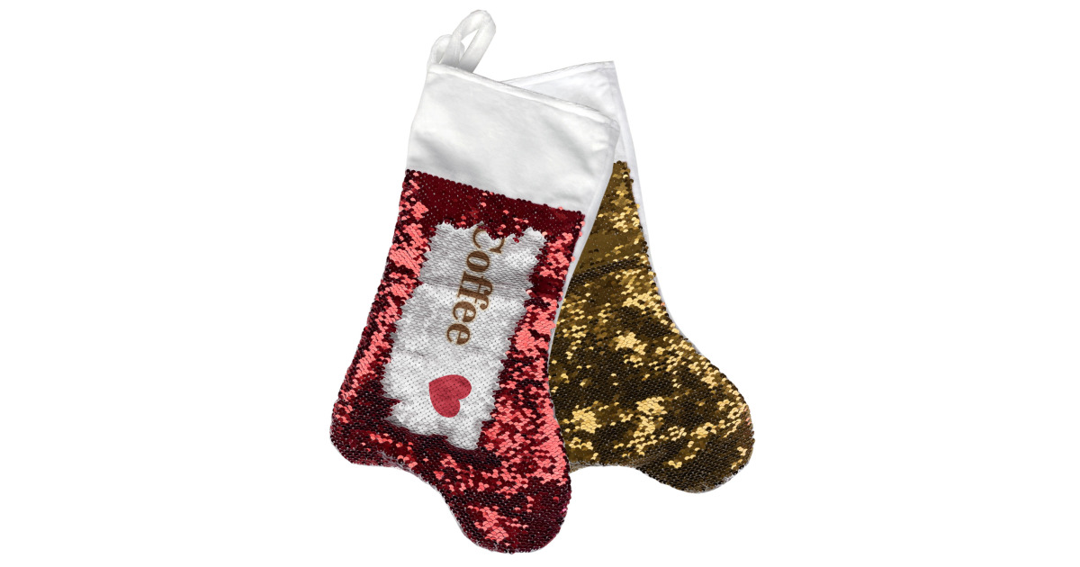 Custom Coffee Lover Reversible Sequin Stocking (Personalized ...
