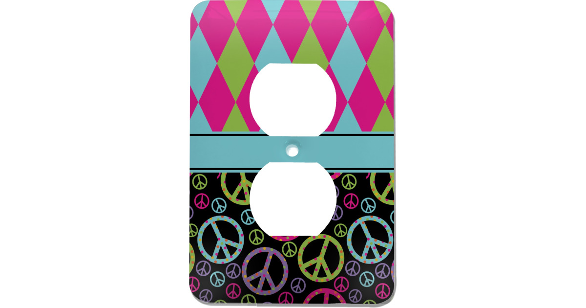 Custom Harlequin & Peace Signs Electric Outlet Plate | YouCustomizeIt