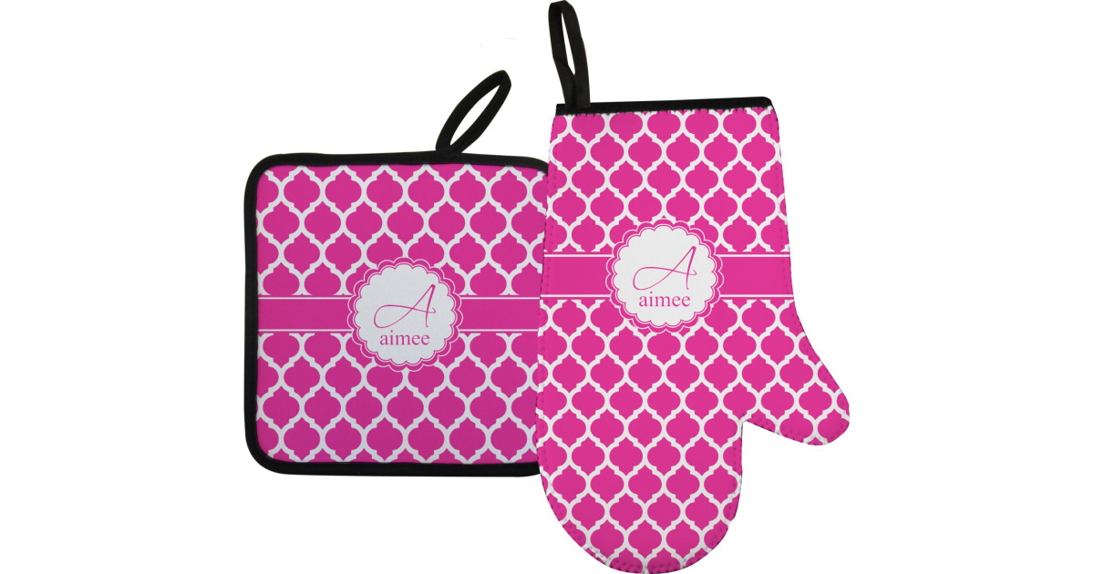 Custom Moroccan Oven Mitt & Pot Holder Set w/ Name and Initial ...