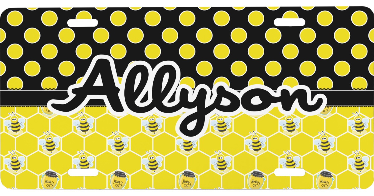 Custom Honeycomb, Bees & Polka Dots Front License Plate (Personalized ...