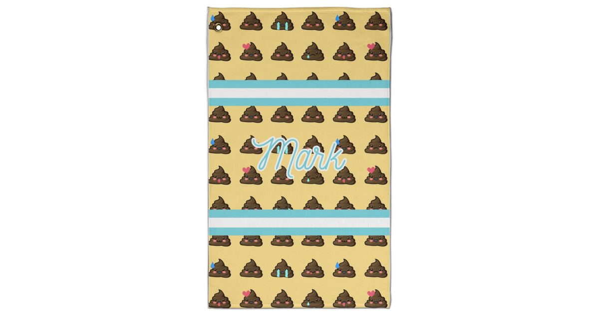 Custom Poop Emoji Golf Towel - Poly-Cotton Blend w/ Name or Text ...
