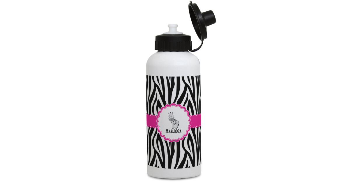 Custom Zebra Water Bottles - Aluminum - 20 oz - White (Personalized ...