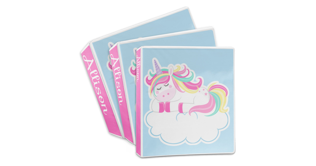Custom Rainbows and Unicorns 3-Ring Binder (Personalized) | YouCustomizeIt
