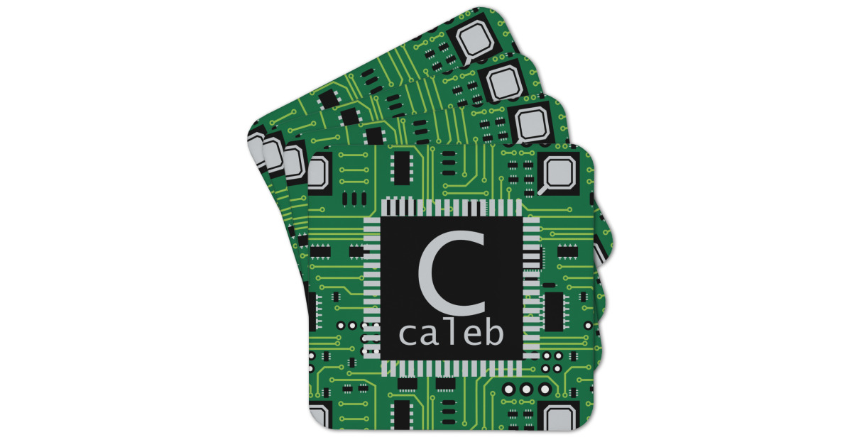 Custom Circuit Board Cork Coaster - Set of 4 w/ Name and Initial ...
