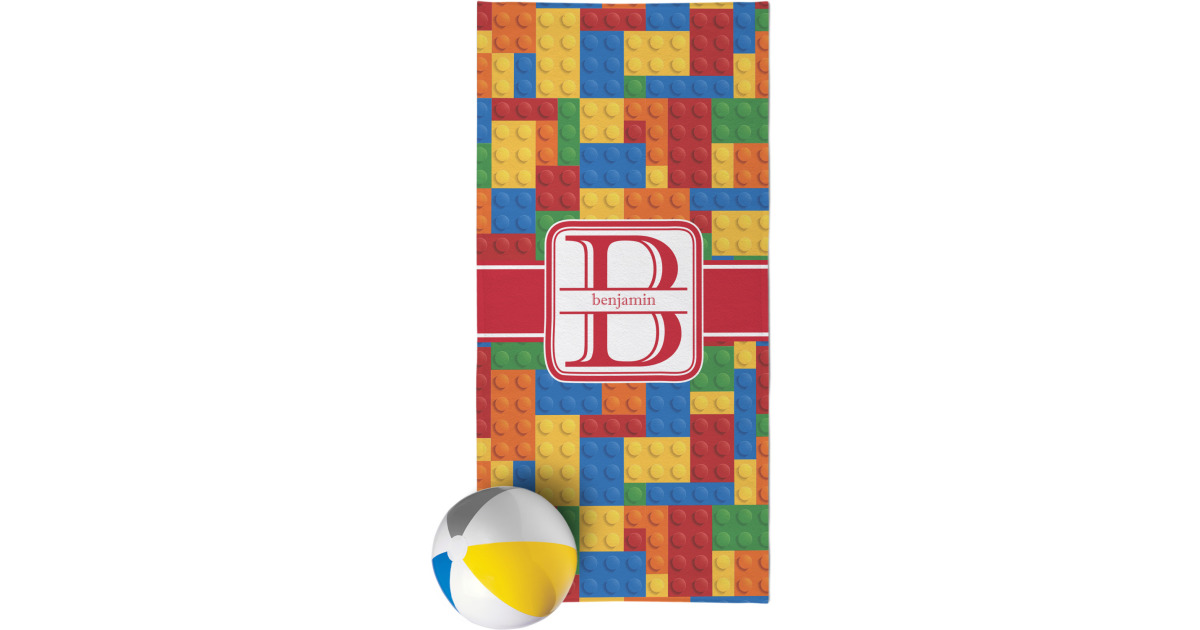 Custom Building Blocks Beach Towel (Personalized) | YouCustomizeIt