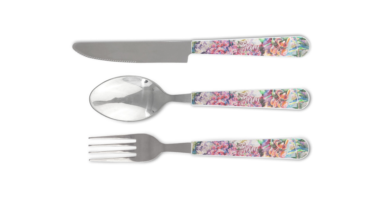 Custom Watercolor Floral Cutlery Set | YouCustomizeIt