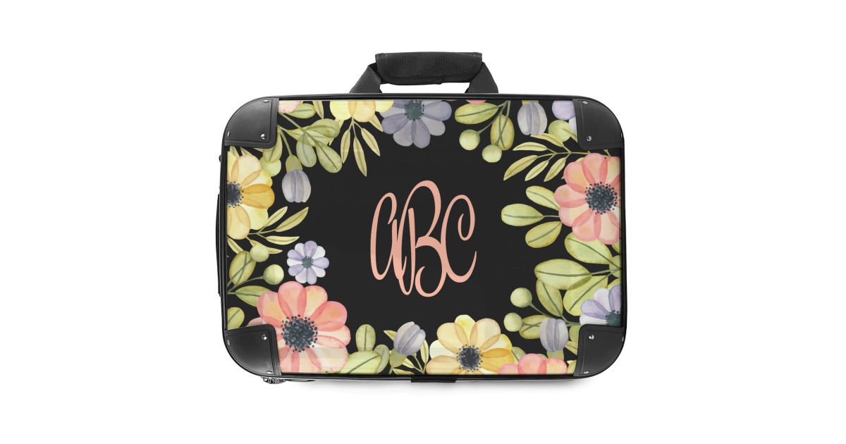 Custom Boho Floral Hard Shell Briefcase - 18" (Personalized ...
