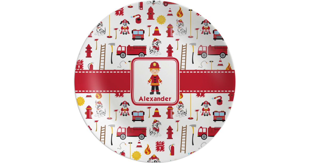 Custom Firefighter Character Melamine Plate - 10" (Personalized ...