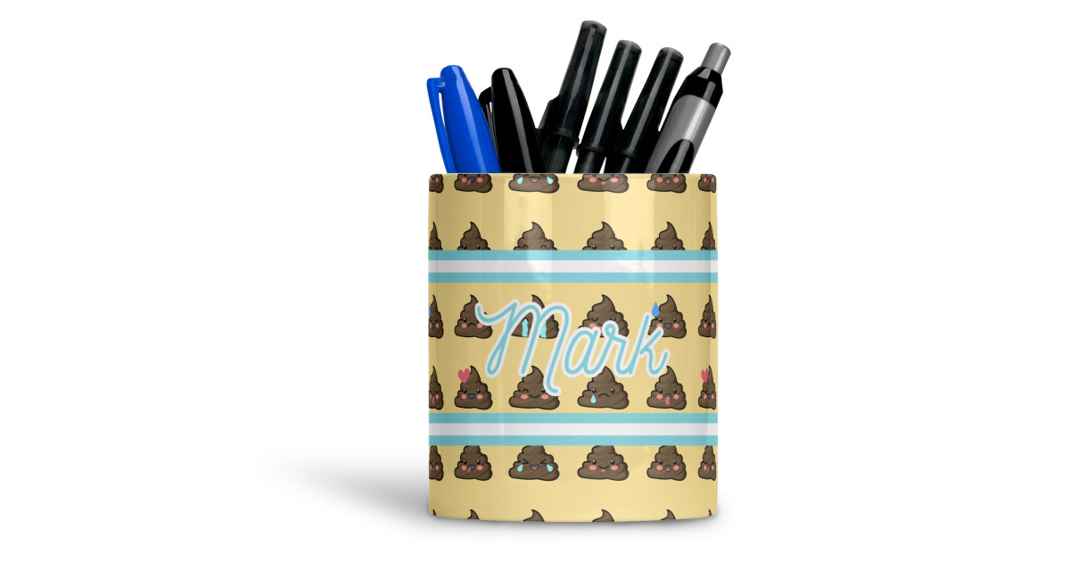 Custom Poop Emoji Ceramic Pen Holder | YouCustomizeIt