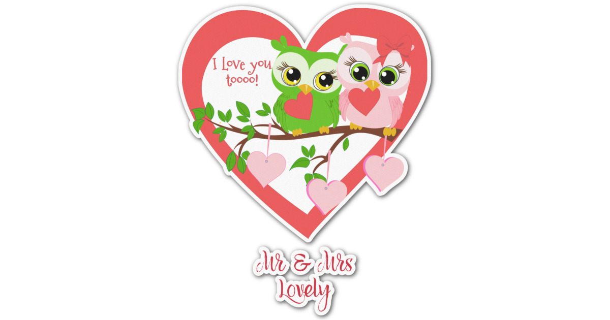 Custom Valentine Owls Graphic Decal - Small (Personalized) | YouCustomizeIt