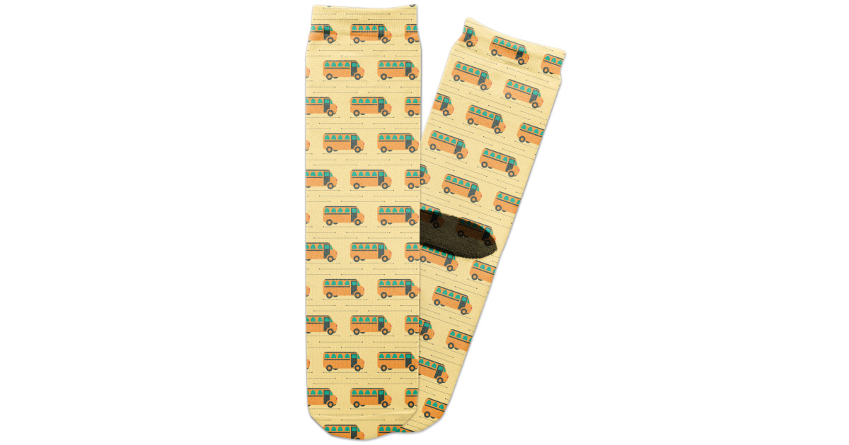 Custom School Bus Adult Crew Socks | YouCustomizeIt