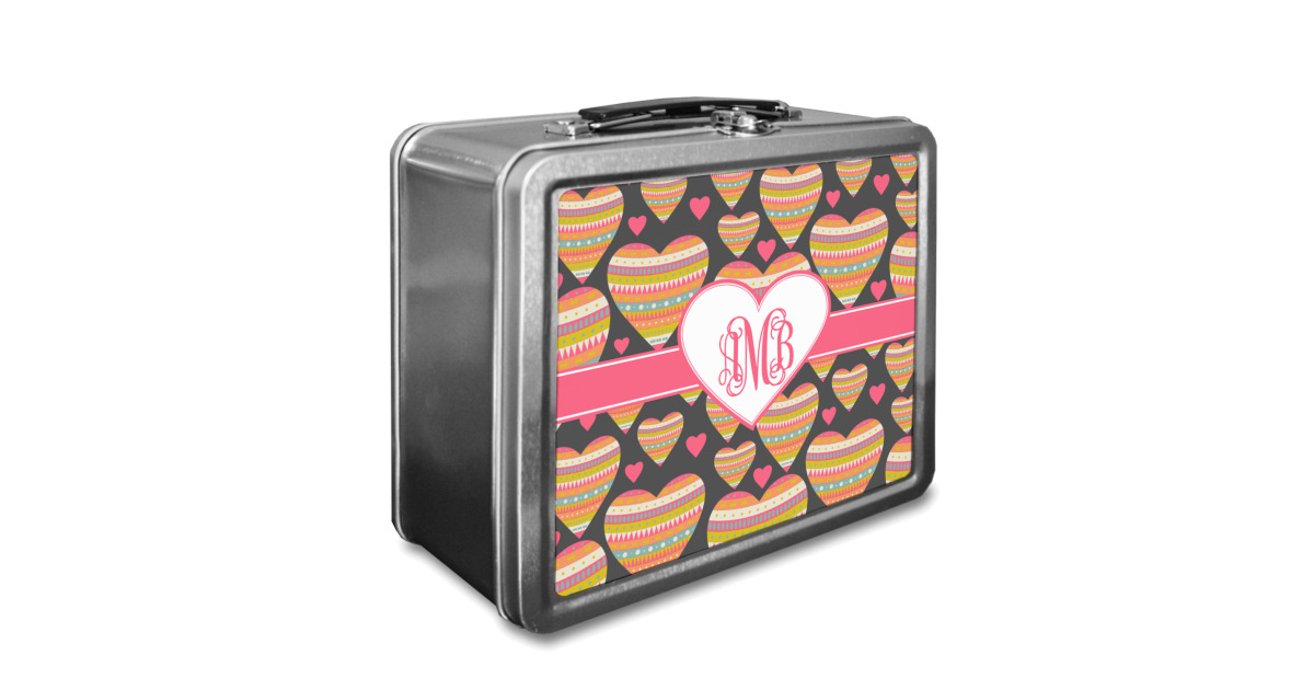 Custom Hearts Lunch Box w/ Monogram | YouCustomizeIt