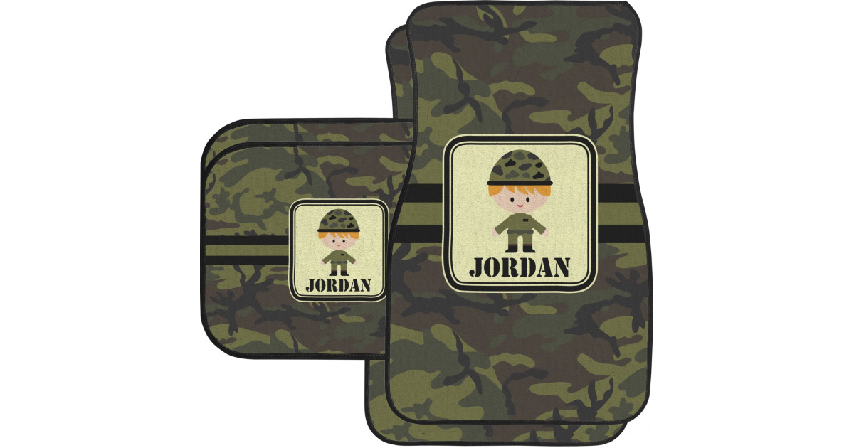 Custom Green Camo Car Floor Mats Set - 2 Front & 2 Back (Personalized ...