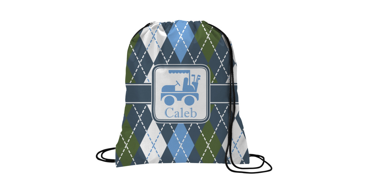 Custom Blue Argyle Drawstring Backpack (Personalized) | YouCustomizeIt