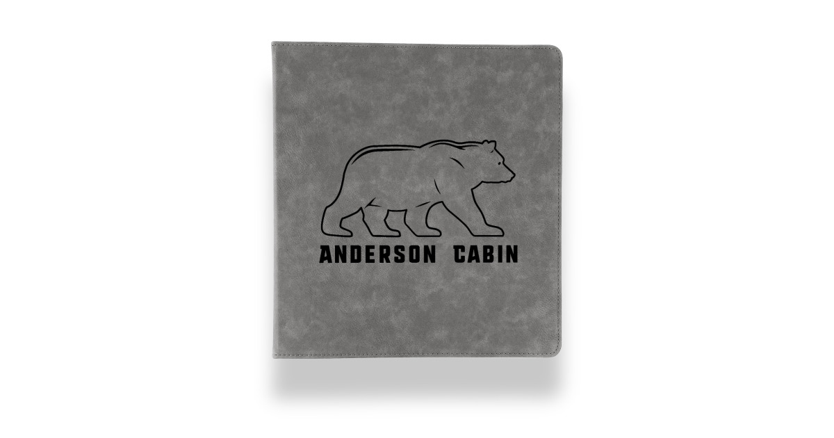 Custom Cabin Leather Binder - 1" - Grey (Personalized) | YouCustomizeIt
