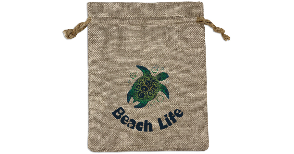 Custom Sea Turtles Burlap Gift Bag | YouCustomizeIt