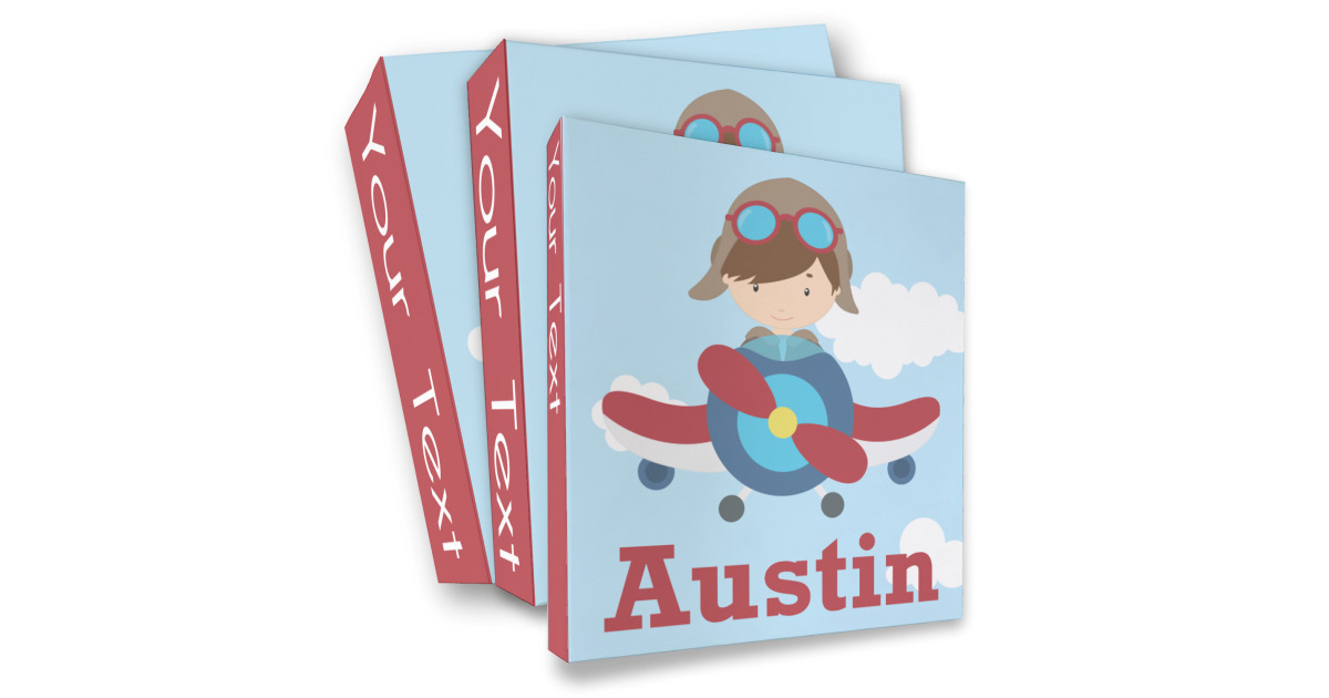 Custom Airplane & Pilot 3 Ring Binder - Full Wrap (Personalized ...
