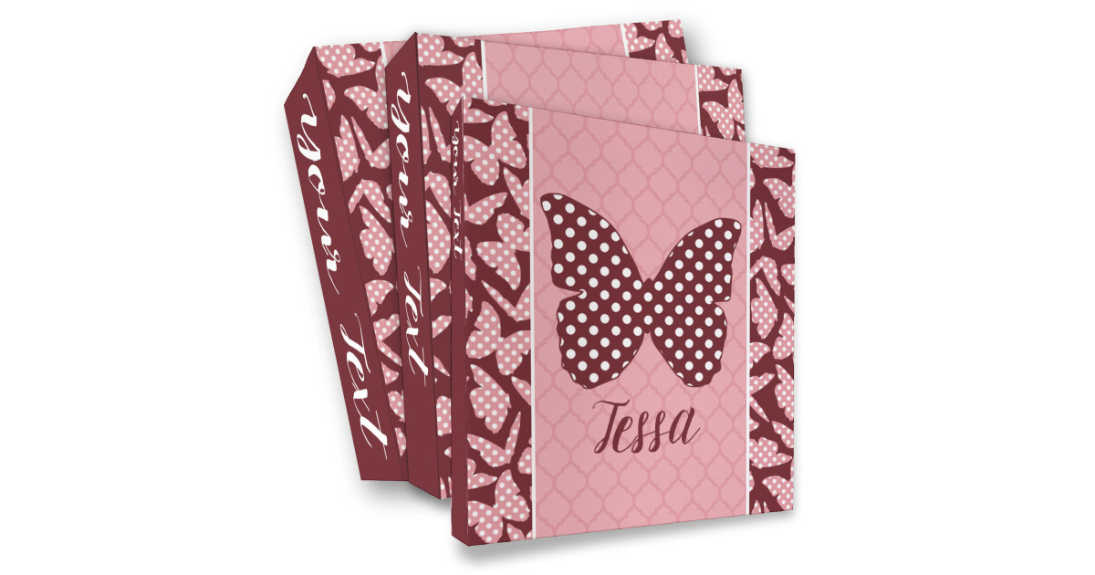 Custom Polka Dot Butterfly 3 Ring Binder - Full Wrap (Personalized ...