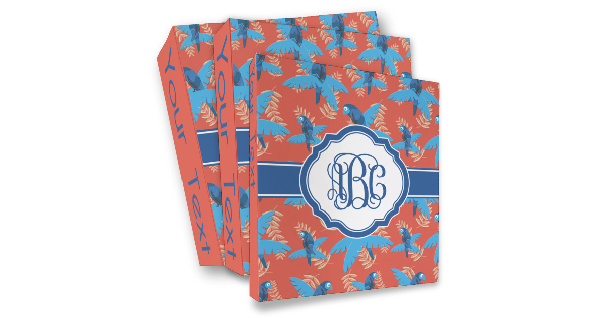 Custom Blue Parrot 3 Ring Binder - Full Wrap (Personalized ...