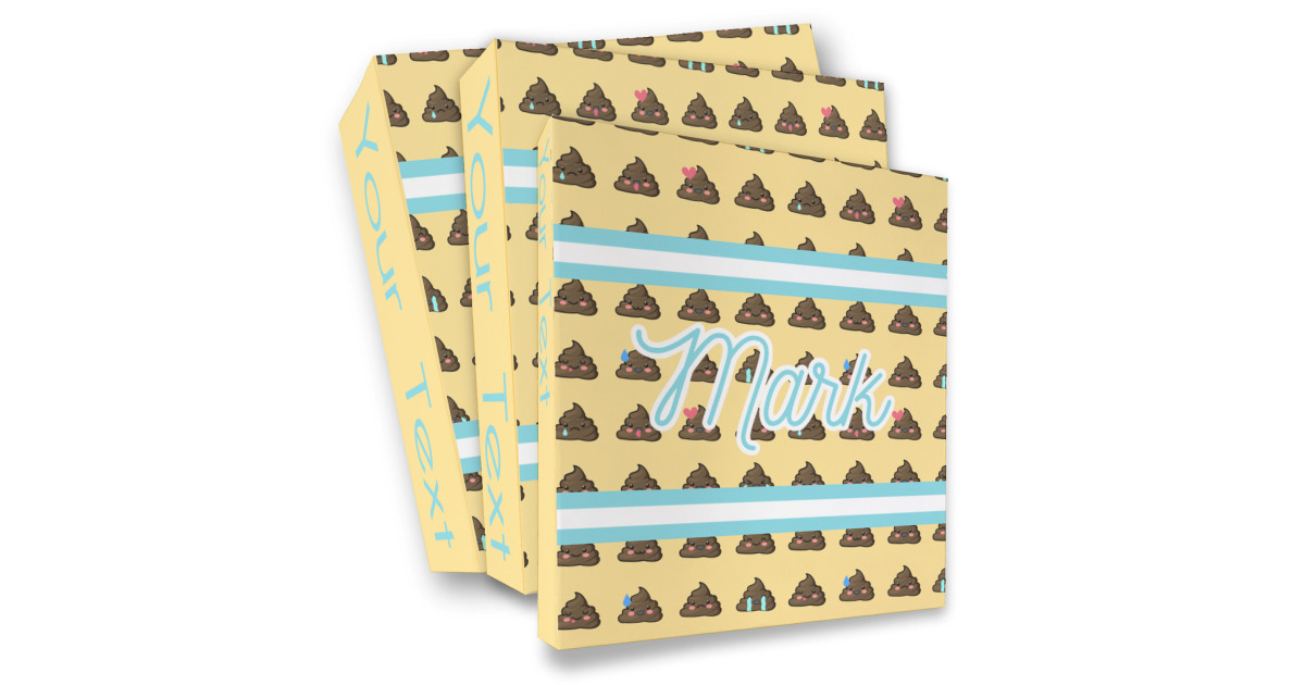 Custom Poop Emoji 3 Ring Binder - Full Wrap (Personalized) | YouCustomizeIt