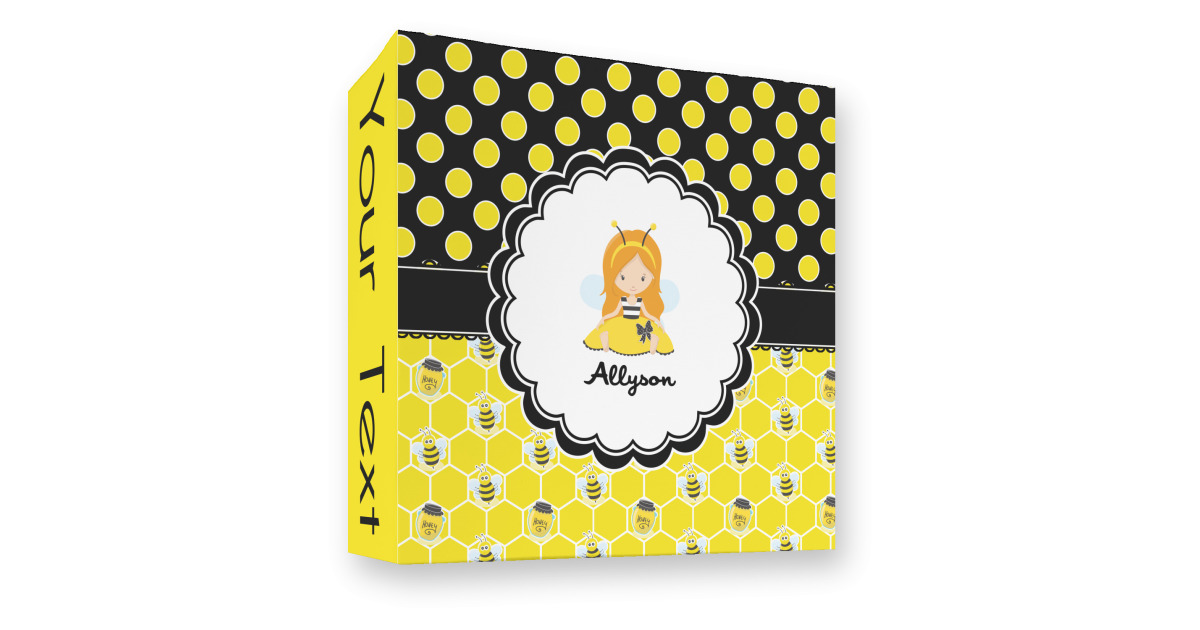 Custom Honeycomb, Bees & Polka Dots 3 Ring Binder - Full Wrap - 3 ...
