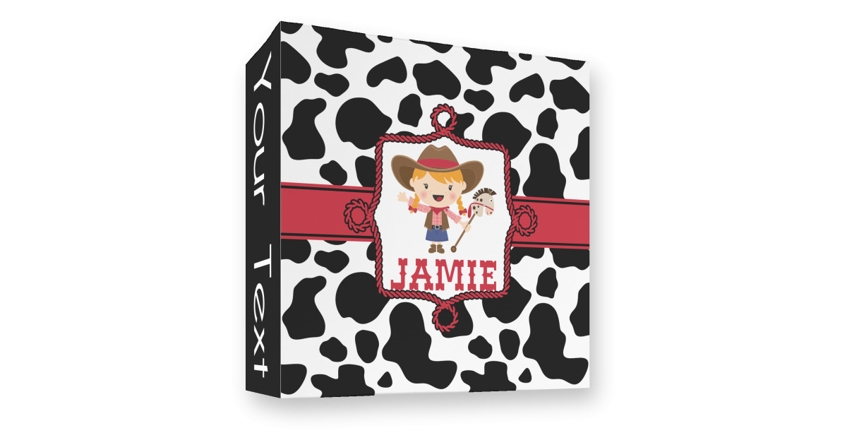 Custom Cowprint Cowgirl 3 Ring Binder - Full Wrap - 3" (Personalized ...